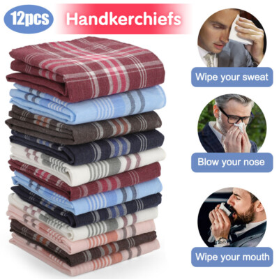 Handkerchiefs for Men, Pure Cotton Men's Handkerchiefs Classic 12 Piece ...