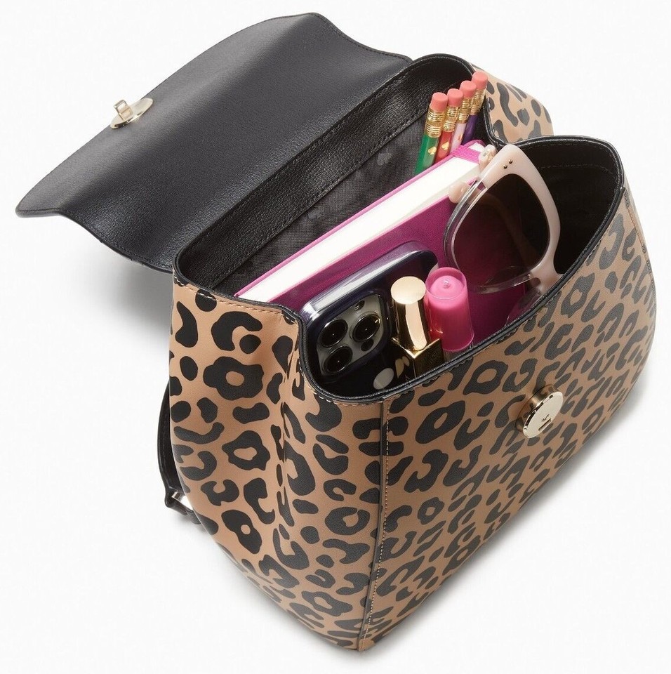 NWB Kate Spade Adel Leopard Leather Flap Backpack K8464 Cheetah Gift ...