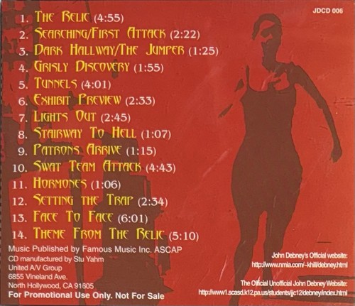 The Relic - John Debney - JDCD 006 Promo (CD, 1997) Score - Soundtrack ...