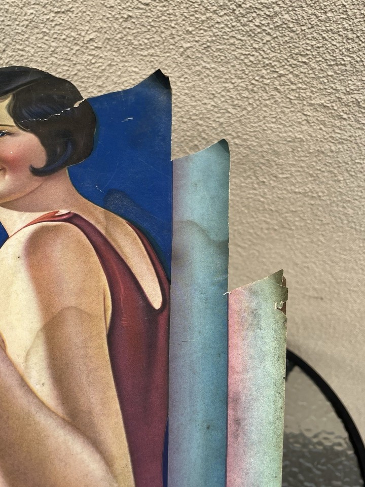 Vintage 1931 Green River soda stand up store display sign Art Deco ...