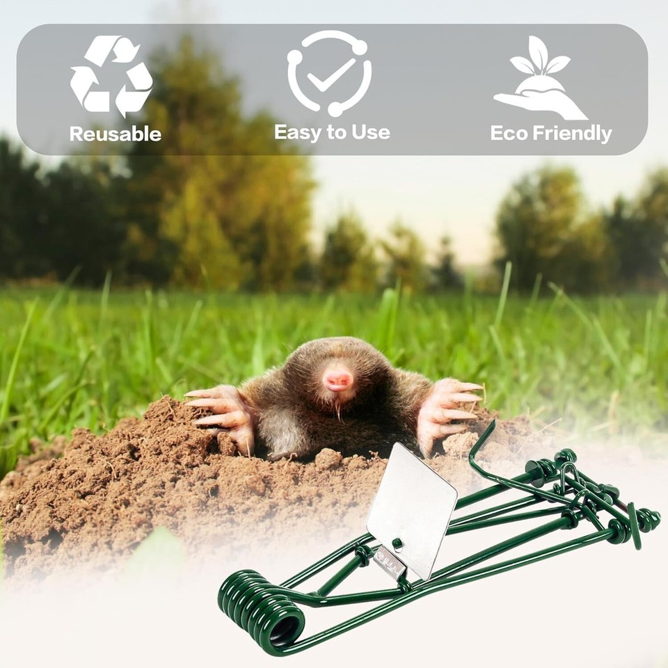 10 Pack Gopher Traps - Reusable Metal Gopher Trap, Easy Set Weather ...