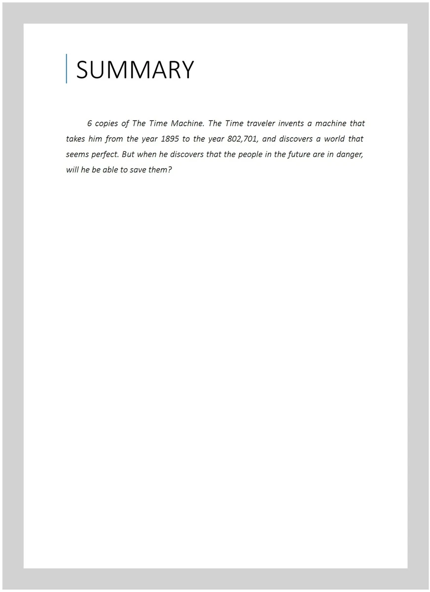 1895 The Time Machine Summary