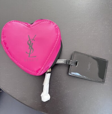 YSL Beaute Heart Shape Makeup Pouch w/ Mirror Hot PINK Brand New | eBay
