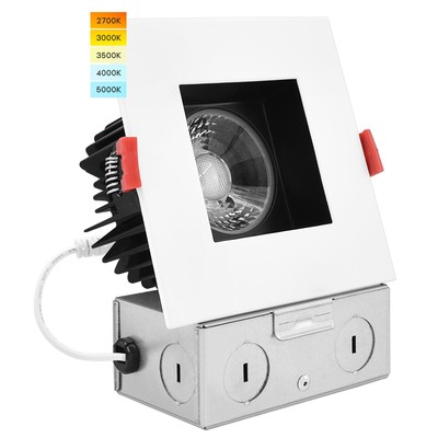 Luxrite 4 Inch Square LED Recessed Light 15W 5 CCT 1100 Lumens White ...