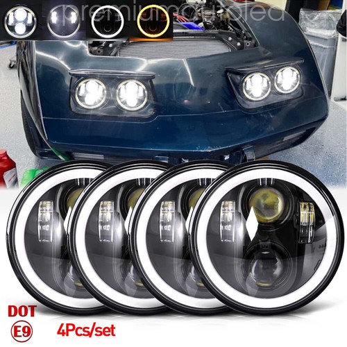4PCS For Corvette C3 1962-1982 5.75" 5-3/4"inch LED Headlights High/Low ...