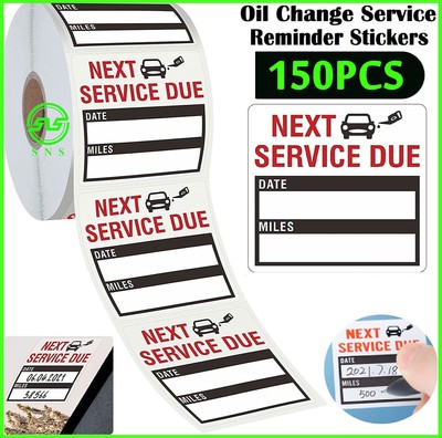150pcs Oil Change Stickers Service Due Reminder Clear Window Lite Pack ...
