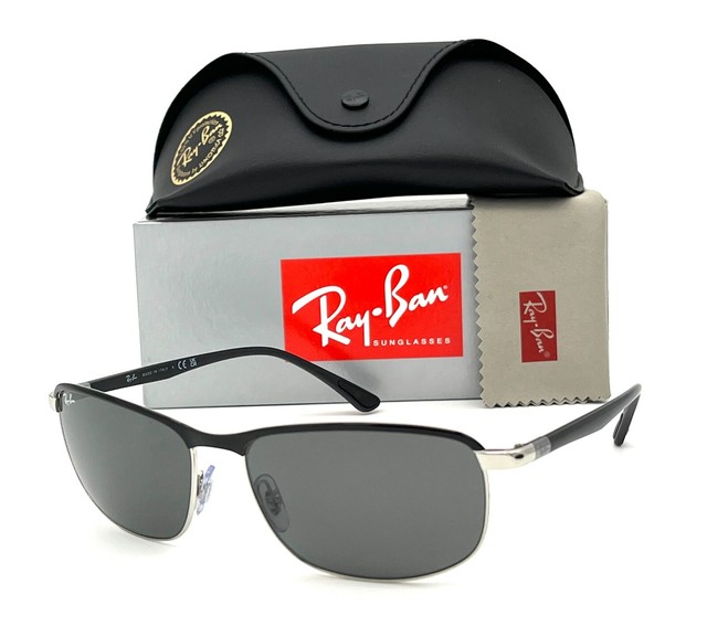Ray-Ban RB 3671 9144/B1 60mm Black on Silver/ Dark Grey Glass ...
