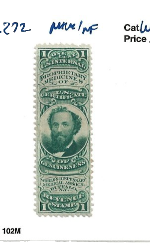 U S Stamps revenues priv.die medicine Scott RS272 Worlds Disp. cv 27.50 ...