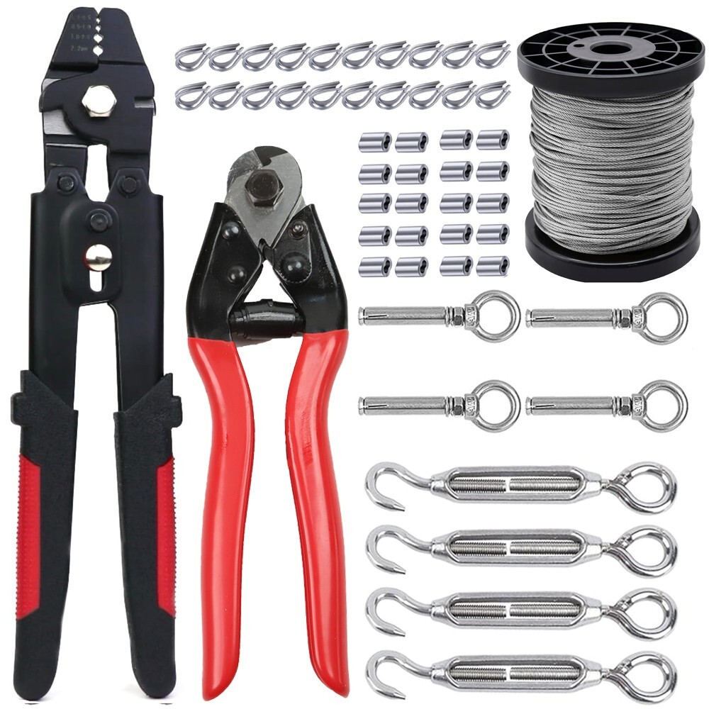 Wire Rope Crimping Tool Cutter Wire Cable Crimps,1/16'' Crimping Loop ...