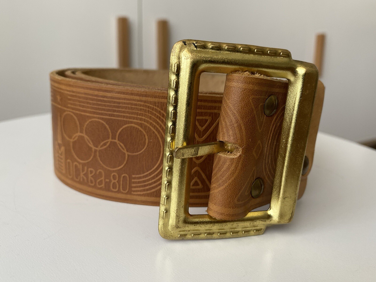 Vintage Brown Leather Belt Olympic Games 1980 USSR Me… - Gem