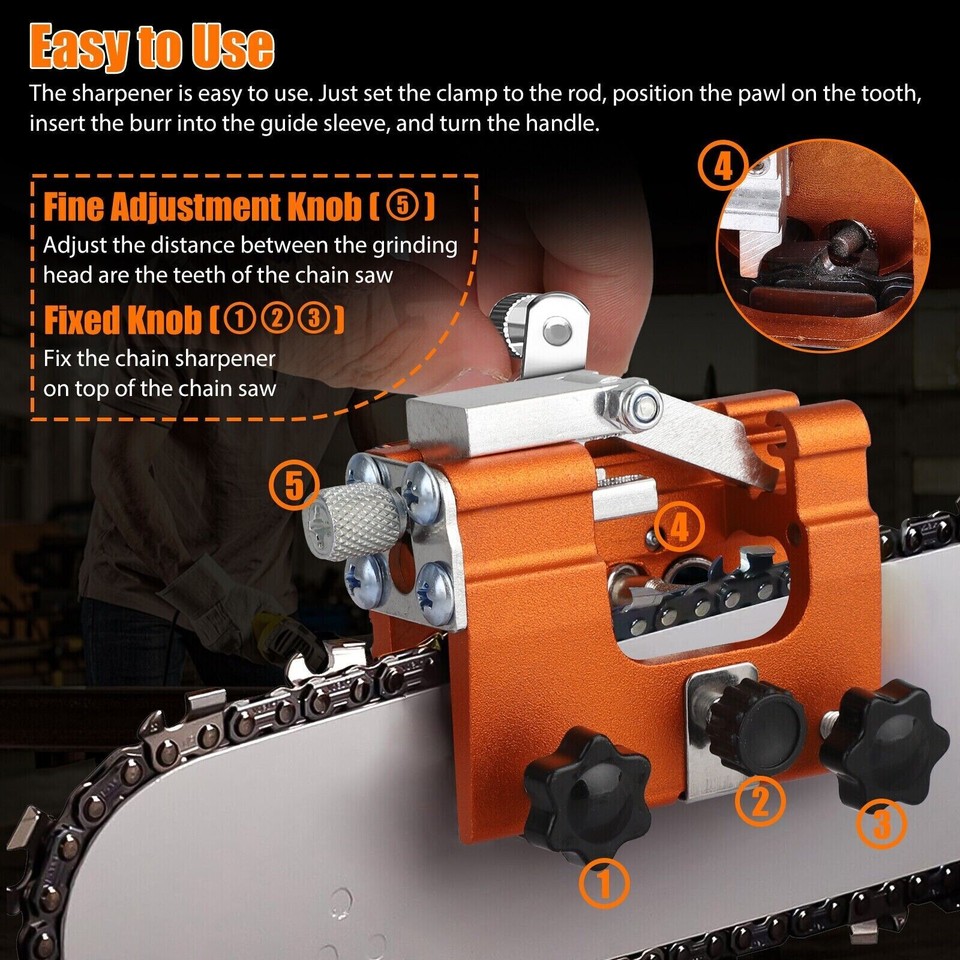 1/2X Chainsaw Chain Sharpening Jig Portable Hand Crank Timberline ...