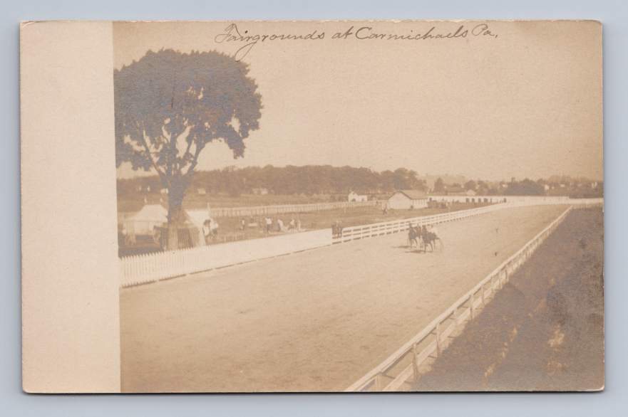 Harness Horse Racing Fairgrounds CARMICHAELS Pennsylvania RPPC Greene ...