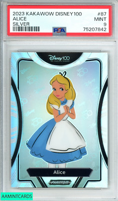 2023 KAKAWOW DISNEY100 WONDROUS CHARACTER ALICE #87 SILVER HOLO PSA 9 ...
