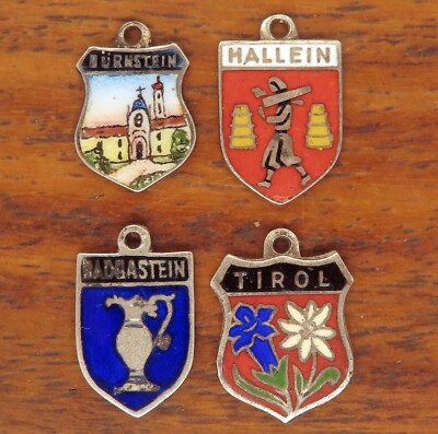 Vintage silver AUSTRIA AUSTRIAN GERMANY SOUVENIR ENAMEL TRAVEL SHIELD ...
