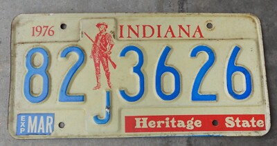1976 Indiana license plate 82J3626 82 J 3626 | eBay
