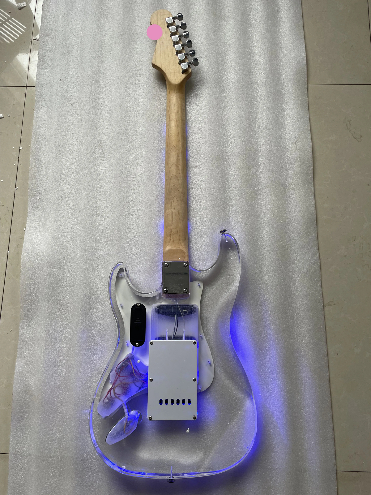 Electric Guitar with LED Lighting, Maple Neck, Acrylic Crystal Blue ...