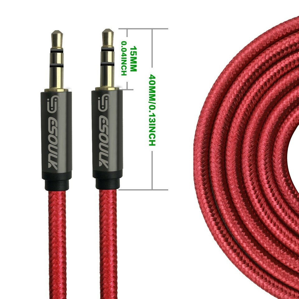 Aux Cable 3.5mm Male to Male Auxiliary Audio Nylon Braided Cord for Car ...