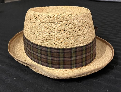 Vintage CAVANAGH Hats N.Y. MEN'S 1950s STRAW HAT SIZE 7 1/8" With Plaid ...