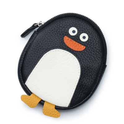 Cute Penguin Coin Purse Key Storage Bag Genuine Leather Mini Clutch for ...