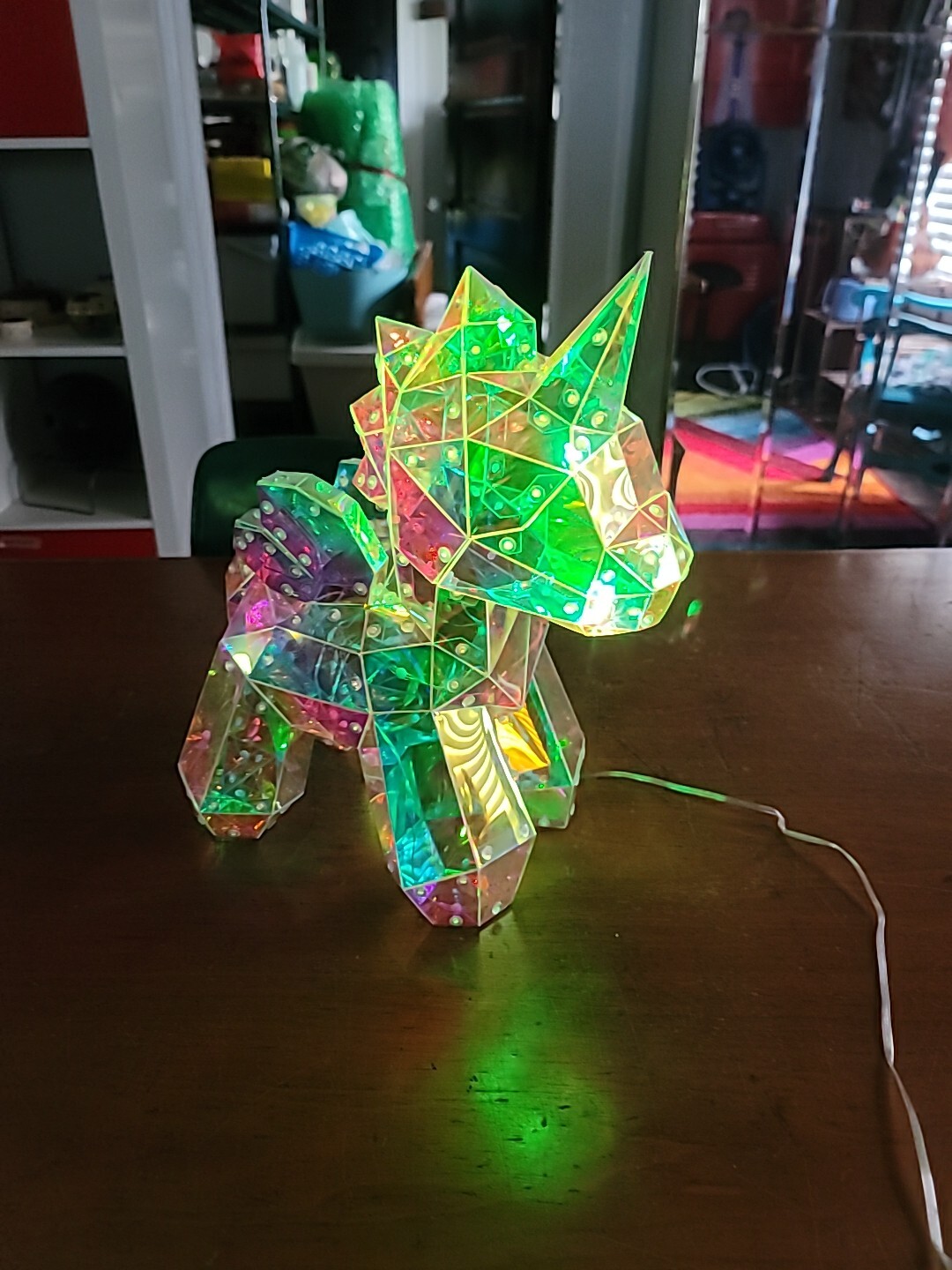 LARGE 3D Geometric Holographic Rainbow color Iridescent UNICORN LED ...