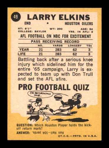 1967 Milton Bradley #49 Larry Elkins NM+ X3097579 | eBay