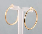 1 pr Gold Finished Brass Hoop Earrings w/Spring Closure Non-Pierced ...