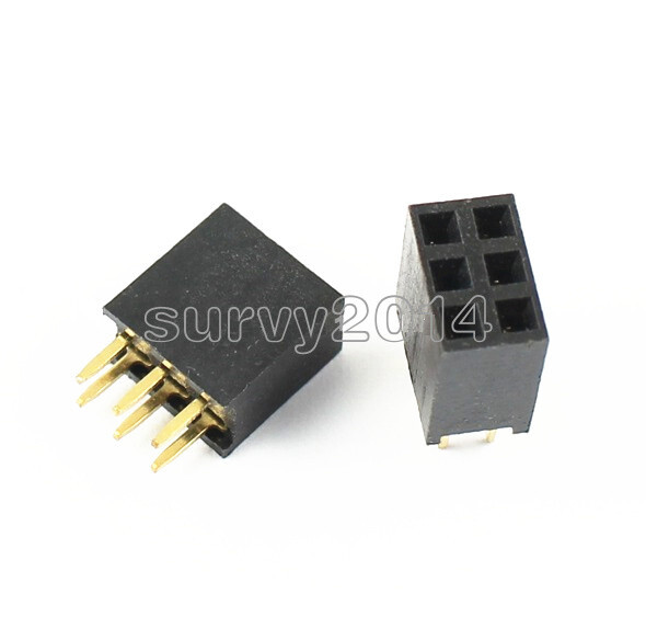 50PCS 2x3 Pin 6P 2.54mm Double Row Female Straight Header Pitch Socket ...