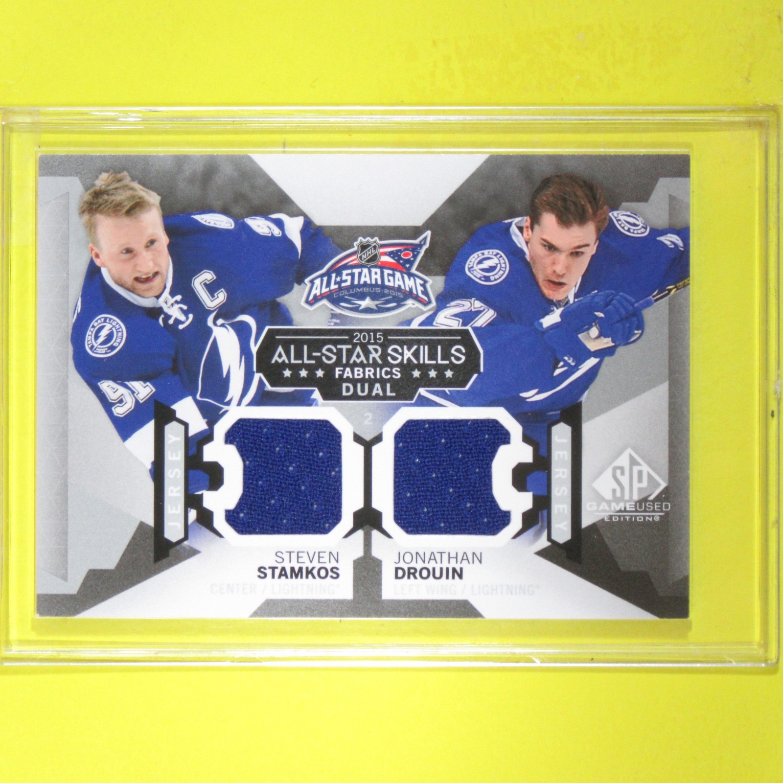 STEVEN STAMKOS / JONATHAN DROUIN '15-16 "ALL-STAR FABRICS" #AS23 TB ...