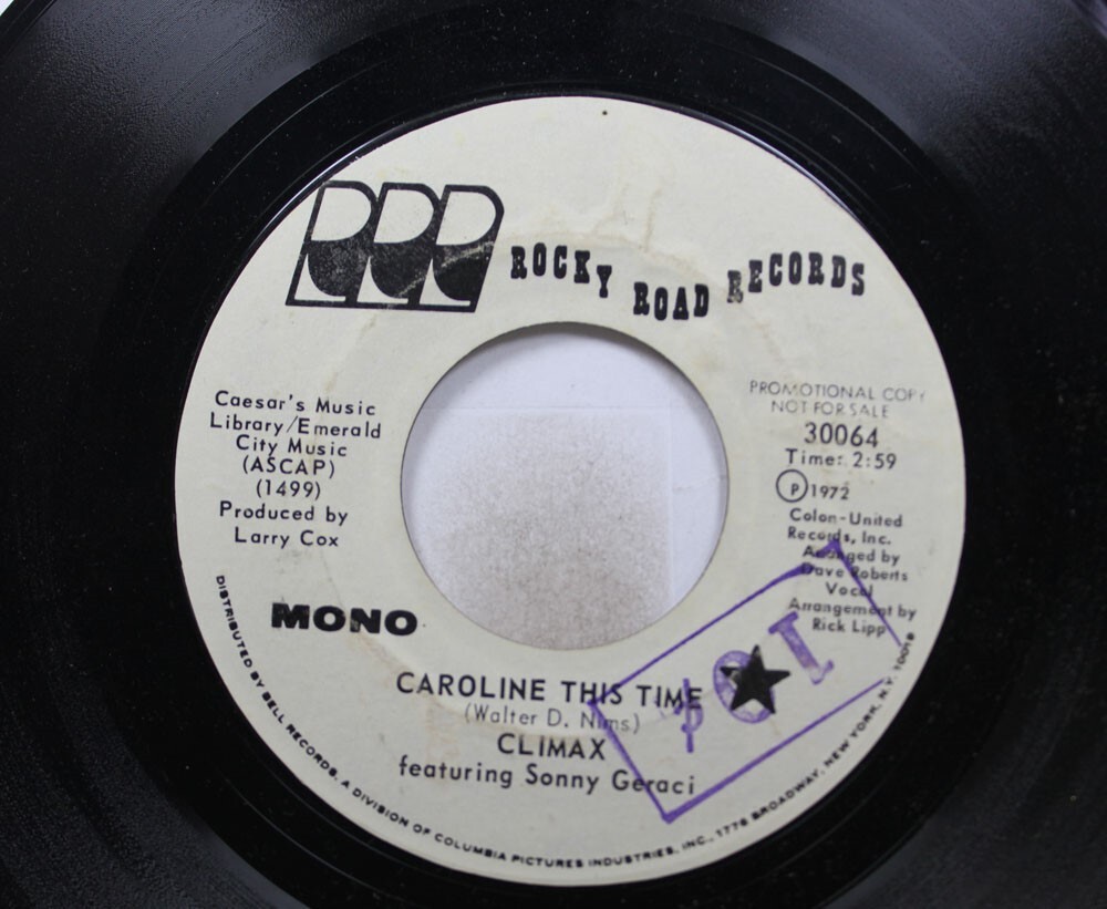 Rock Promo 45 Climax Featuring Sonny Geraci - Caroline This Time (Mono ...