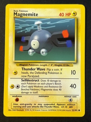 Magnemite 53/102 4th Print Base Set - Common Pokemon Card - WOTC B LP ...