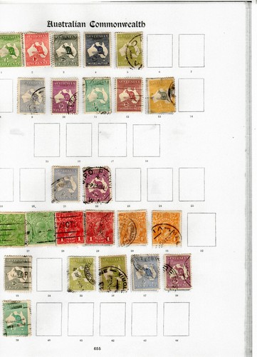 Australia - Early Issues on 3 copied Album Pages - 65 stamps ...