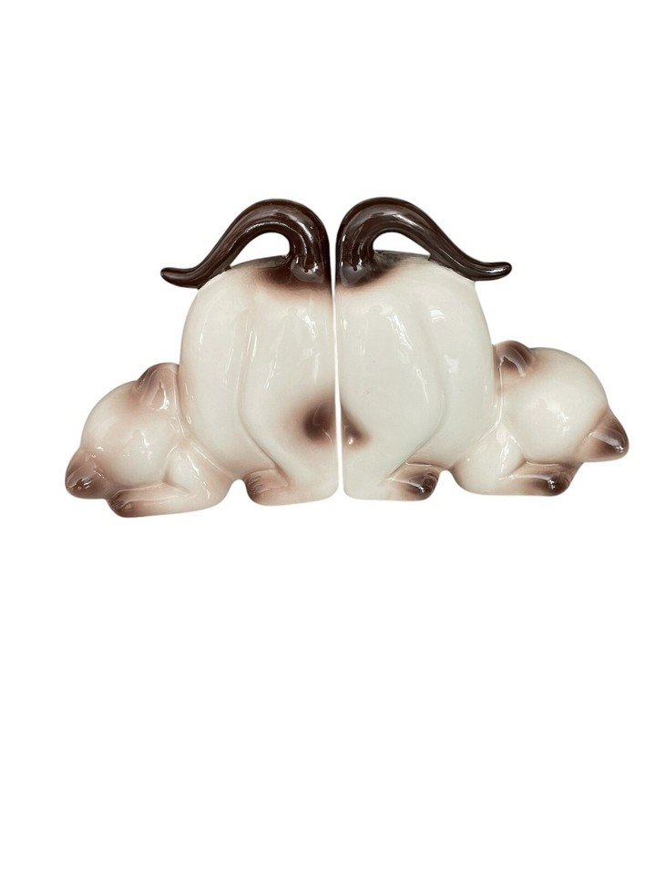 Vintage 60's Matched Pair Lefton Siamese Cat kitten Figurine Bookends W ...