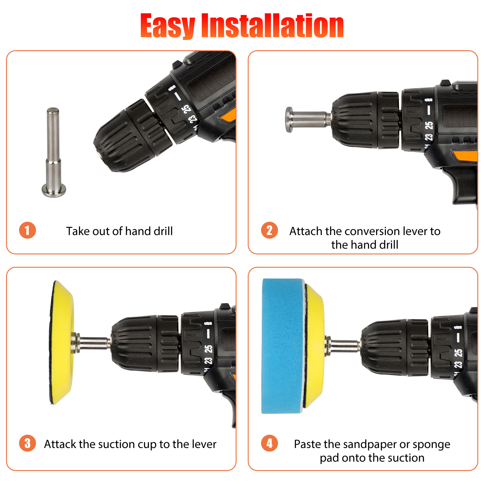 132Pcs 3" Sanding Discs Foam Buffering Sponge Pad Sander Paper + Drill ...