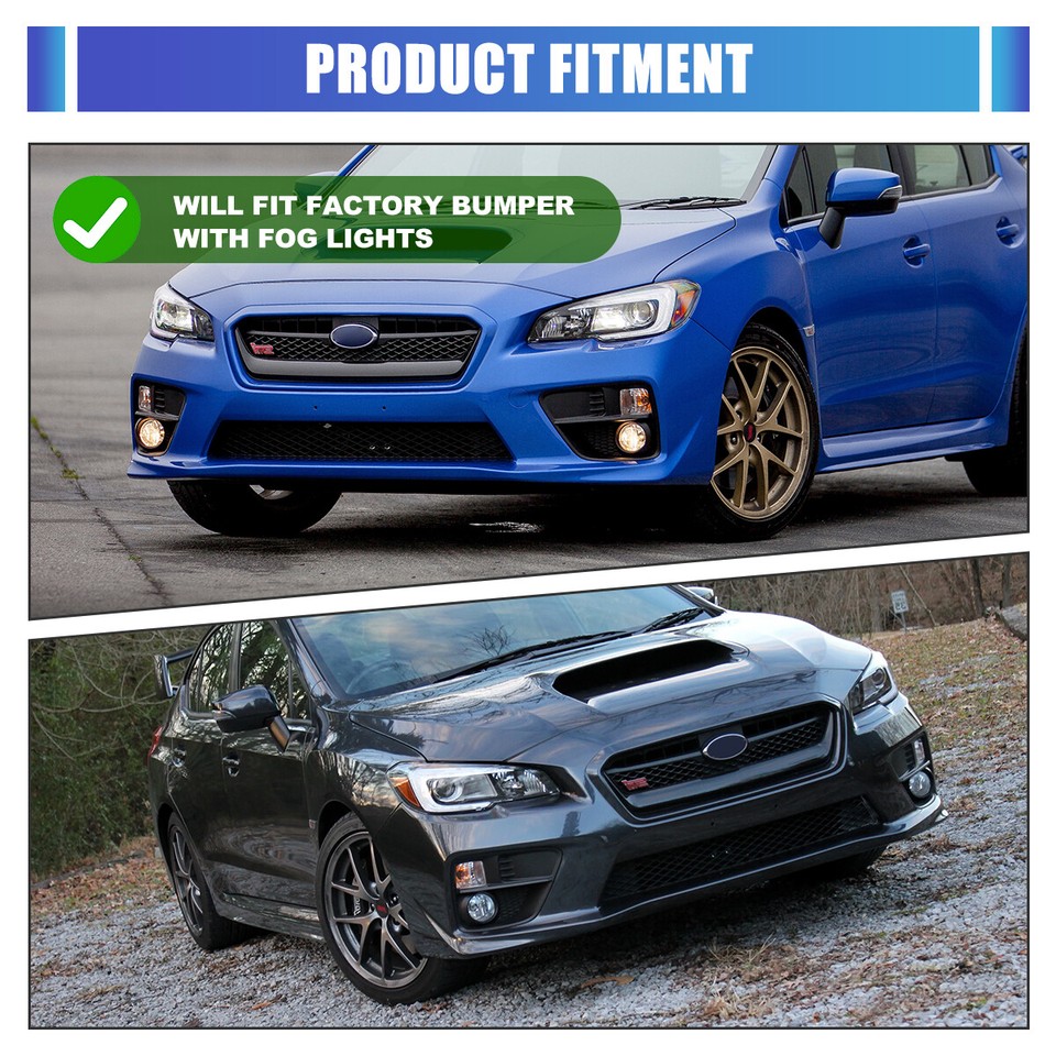 Fog Light Pair For 2015 2016 2017 Subaru WRX / WRX STI Bumper Black ...