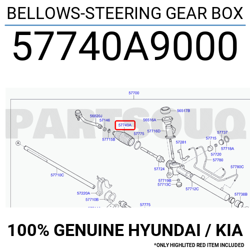 57740A9000 Genuine Hyundai / KIA BELLOWS-STEERING GEAR BOX | eBay