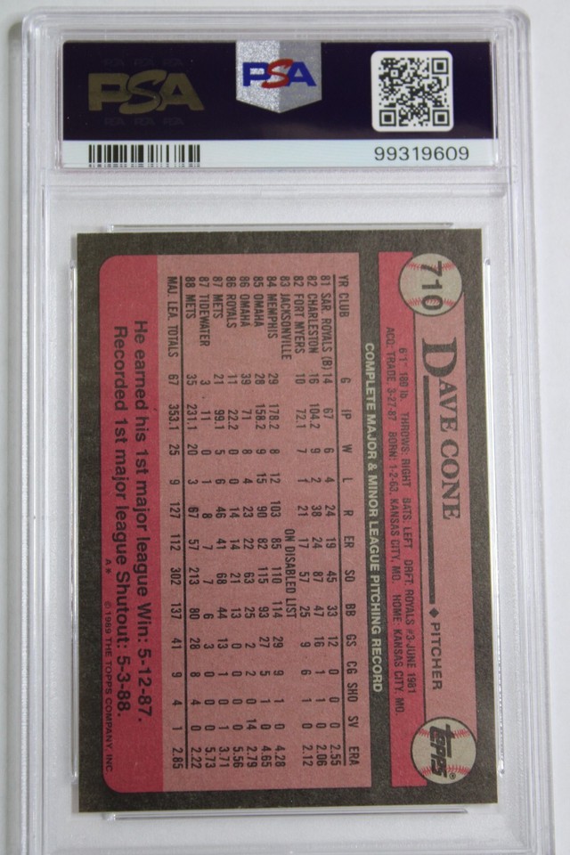 1989 Topps #710 Dave Cone PSA 10 Gem Mint Low Pop only 3 | eBay