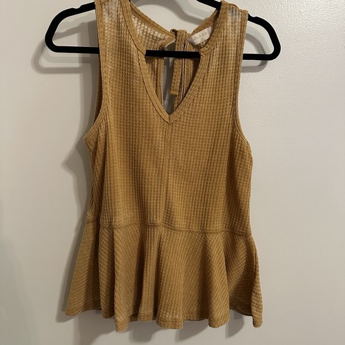 Altar'd State Tank Top Mustard V-Neck Ruffle Hem Sz S Boho top | eBay