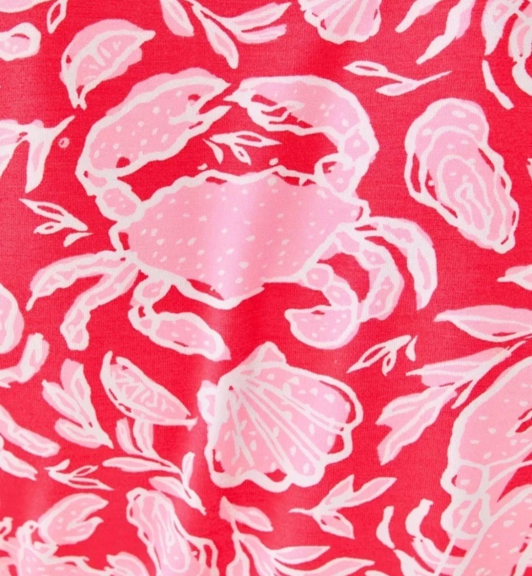 NWT Lilly Pulitzer Ibby Skirted Romper, Large, Cane Coral Crab