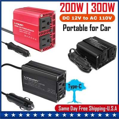 300W 200W Mini Power Inverter 12V to 110V Car Converter for Laptop ...