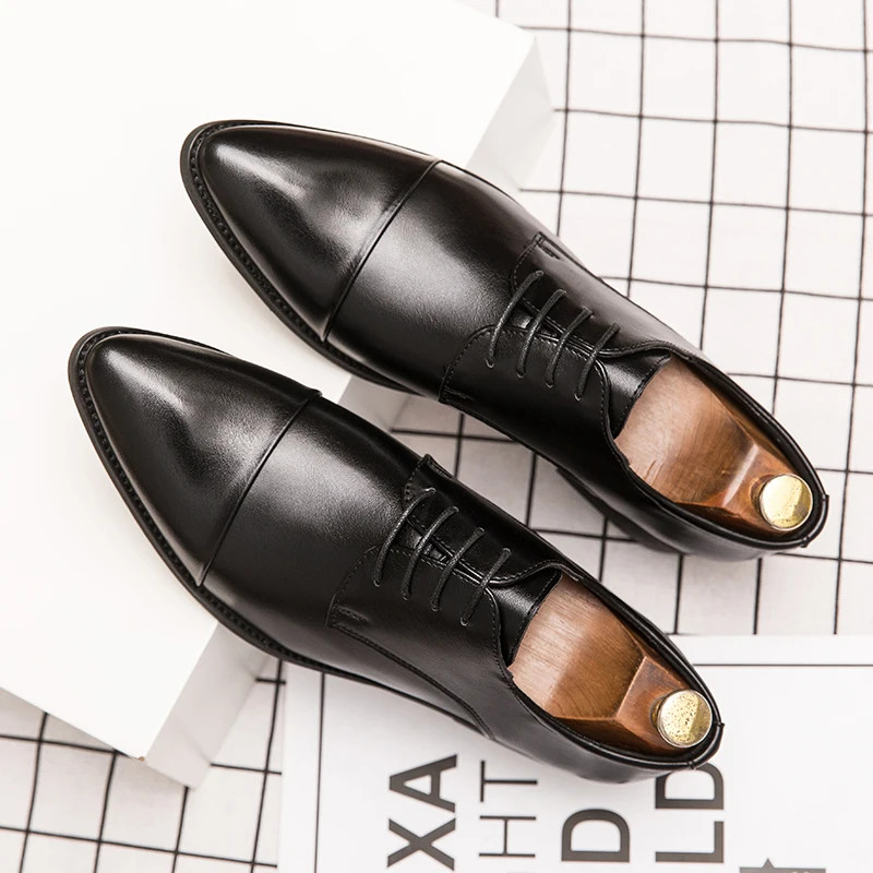 Men Dress Pointed Shoes Luxury Business Fashion Wedding Flats Formal ...