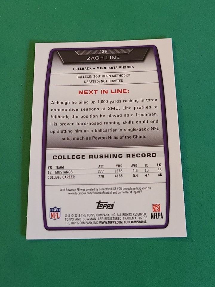 2013 Zach Line ROOKIE RC Bowman #129 | eBay