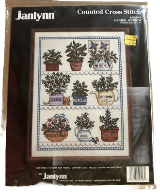 Janlynn Counted Cross Stitch Kit HERBAL WINDOW New #50-546 Rosemary ...