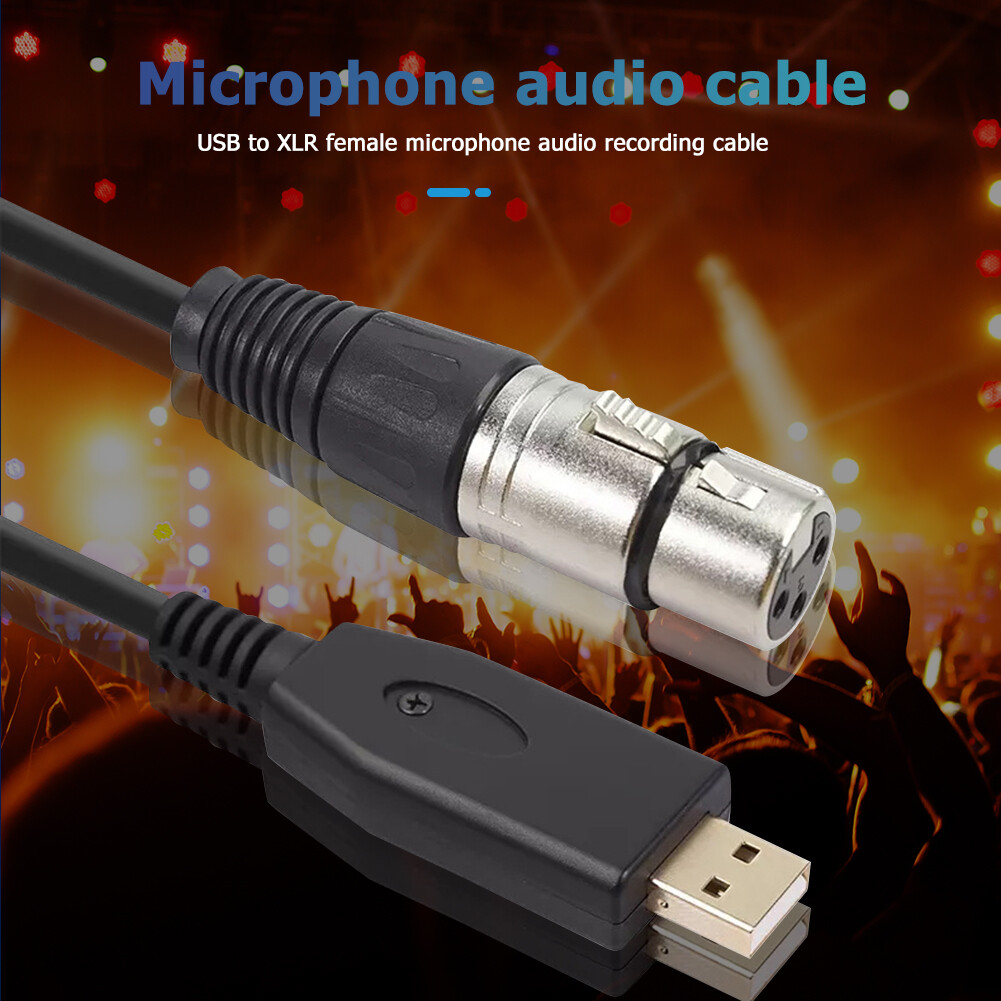 USB Microphone Cable USB Male to 3-Pin XLR Female Audio Cable Adapter ...