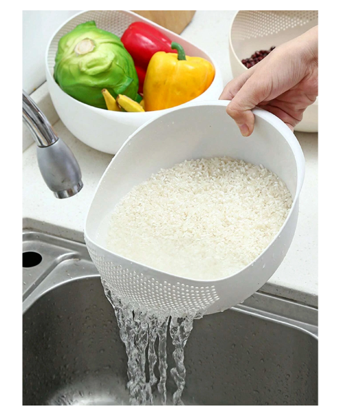 Rice Washing Bowl Drain Filter Strainer Basket Colander Rice Sieve ...