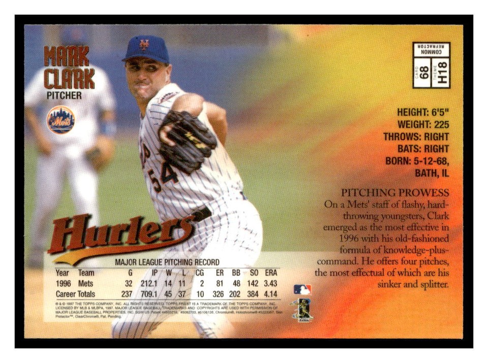 Mark Clark 1997 Finest Refractor 68 | eBay