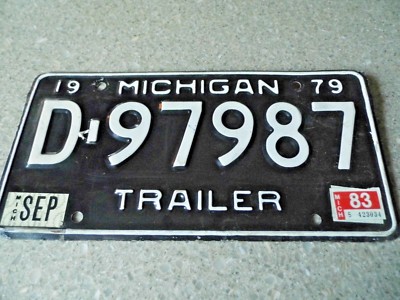 Vintage 1979 Michigan Trailer License Plate - D-97987 | eBay