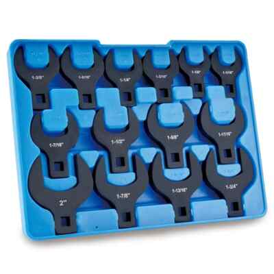 14-Piece Premium 1/2" Drive Jumbo Crowfoot Wrench Set SAE 1-1/16" to 2 ...