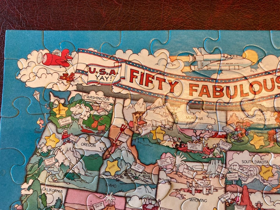 Springbok 100 pc Jr. Jigsaw Puzzle US Map Fabulous Fun-Filled States ...