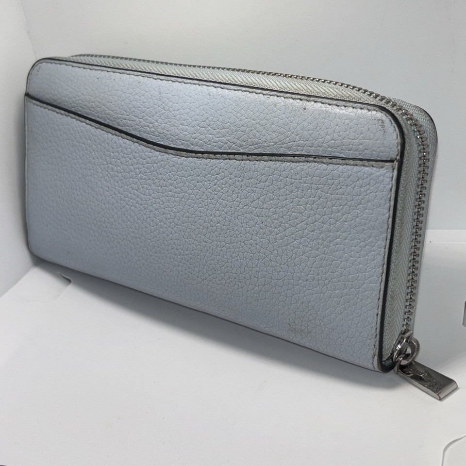 KATE SPADE Wallet New York Light Blue Leather Zip Around Clutch Wallet ...