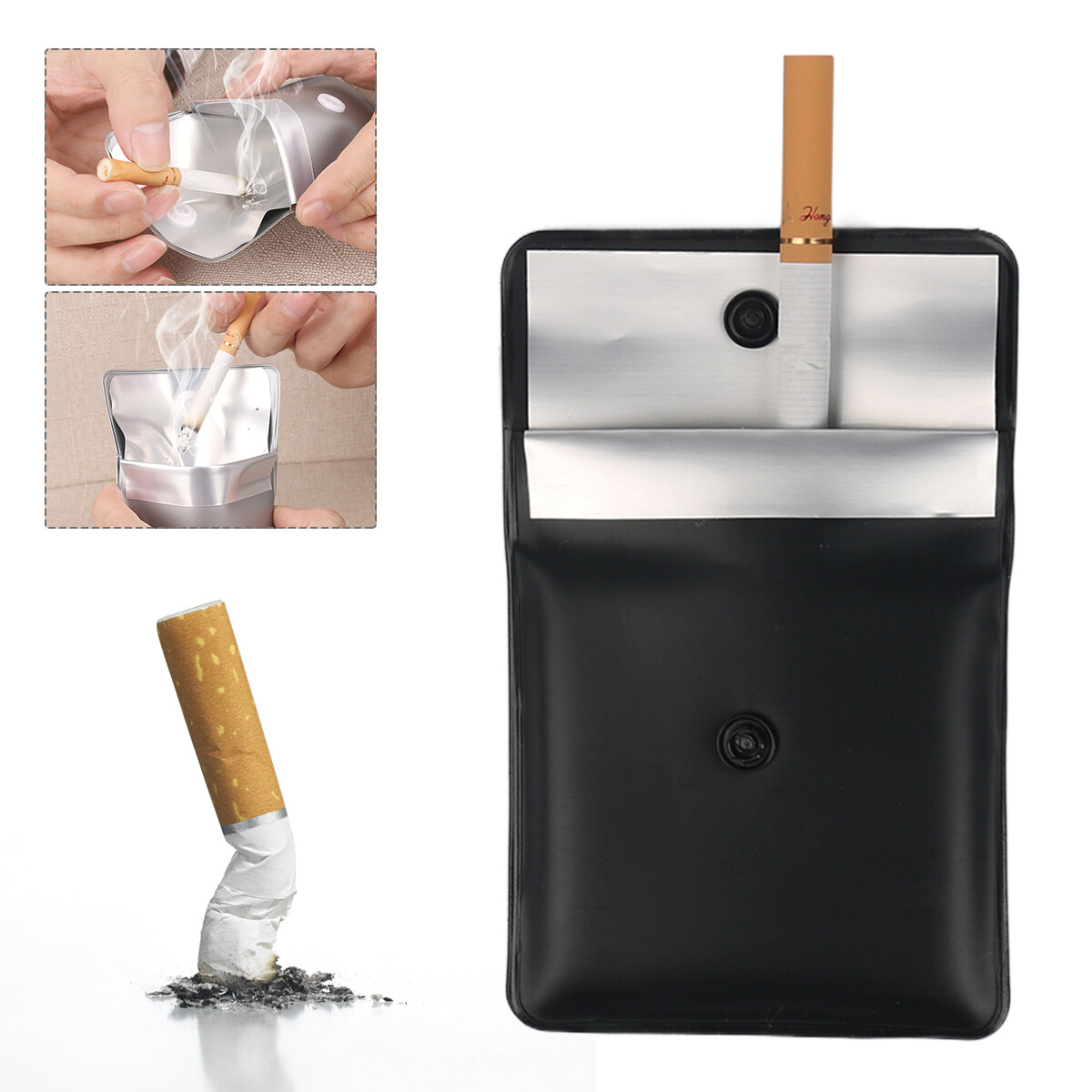6 x Pocket Ashtray Portable Smoking Cigarette Ash Pouch Fireproof ...